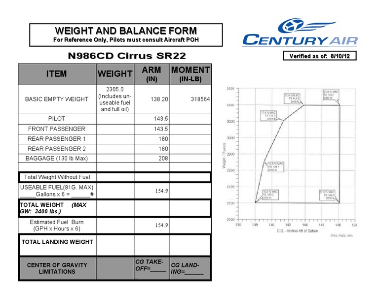 Weight and Balance Form | PDF