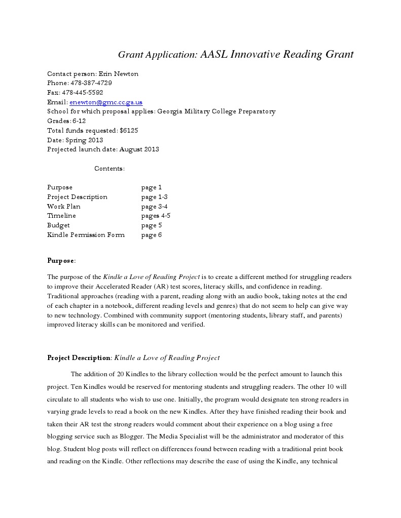 Grant Proposal | PDF | Amazon Kindle | Libraries