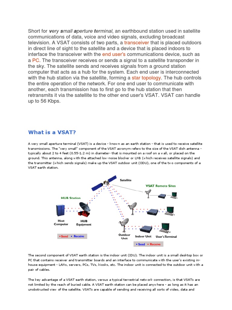 Transceiver End User's PC: What Is A VSAT? | PDF | Very Small Aperture ...