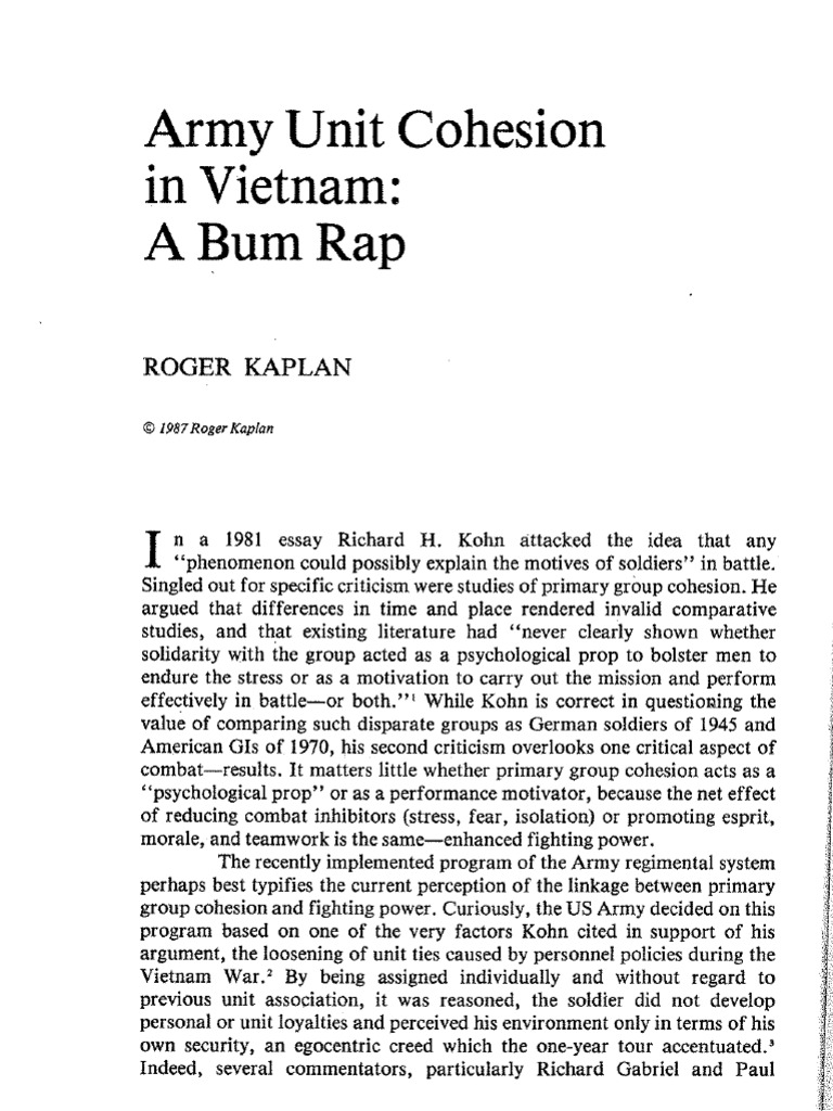 Army Unit Cohesion in Vietnam - A Bum Rap - A515790 | PDF | Division ...