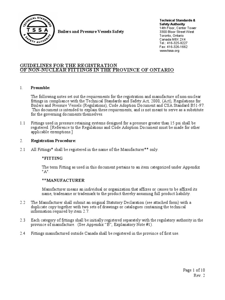 TSSA Fittings Guideline 1 | PDF | Pipe (Fluid Conveyance ...