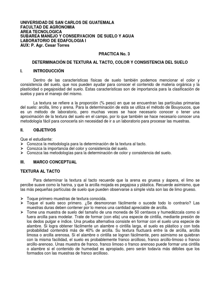 Práctica 3 Determinacion de Textura | PDF | Color | Suelo