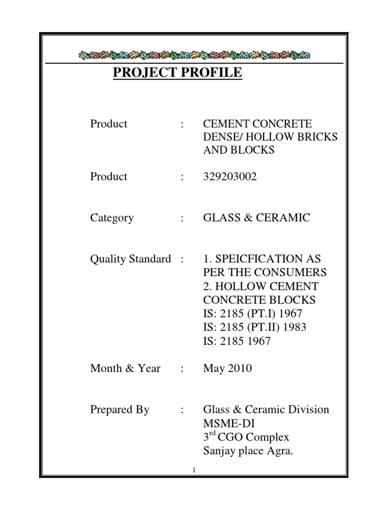 Cement Concrete Block Production Plan | PDF | Brick | Concrete