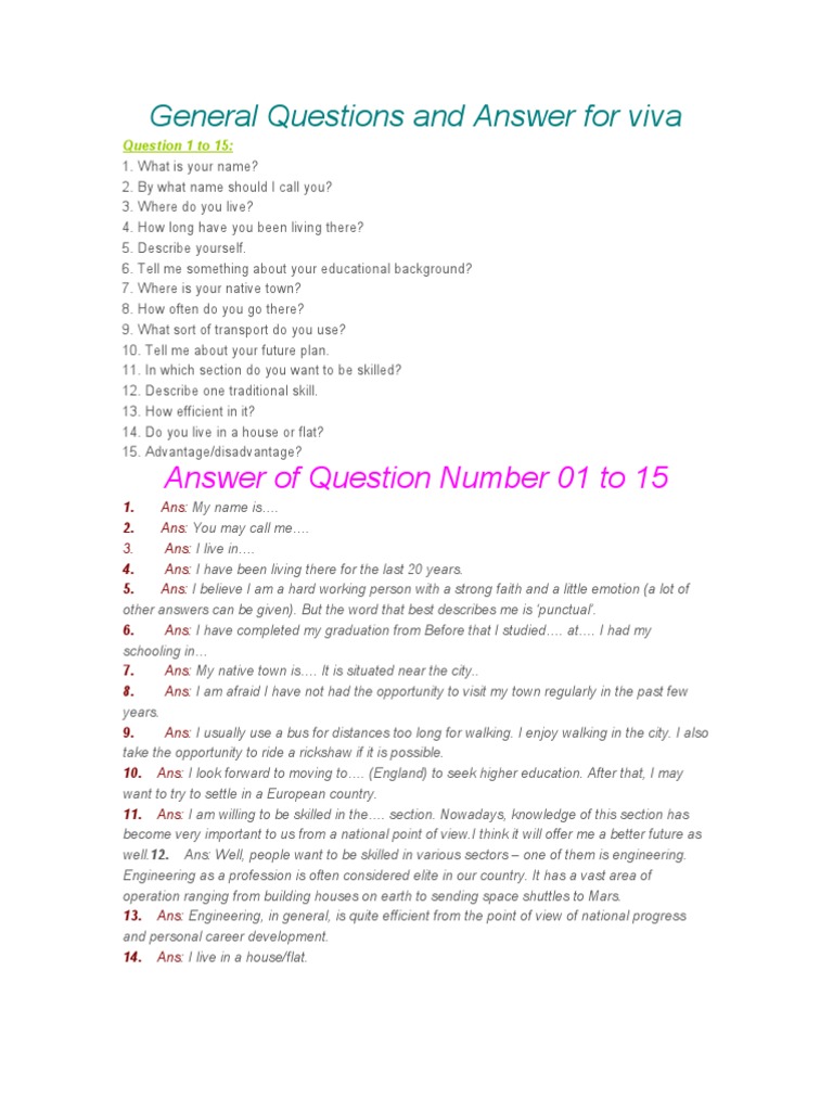 General Viva Questions and Answers | PDF