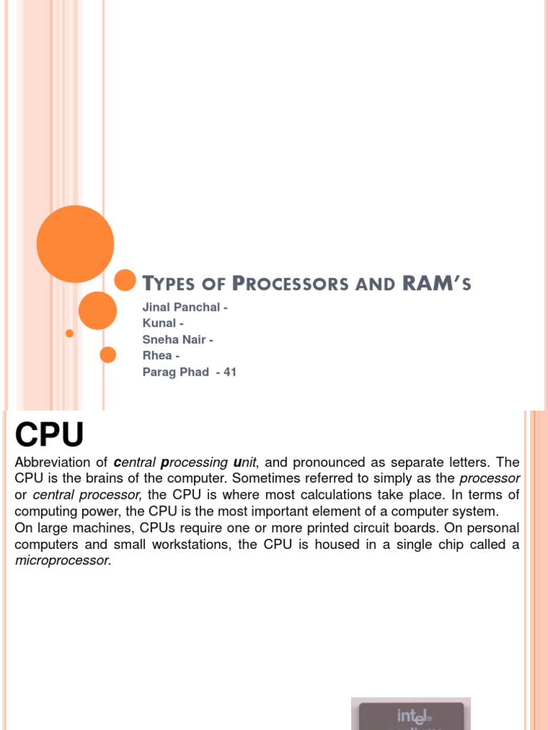 Types of Processors and RAM's | PDF | Central Processing Unit ...