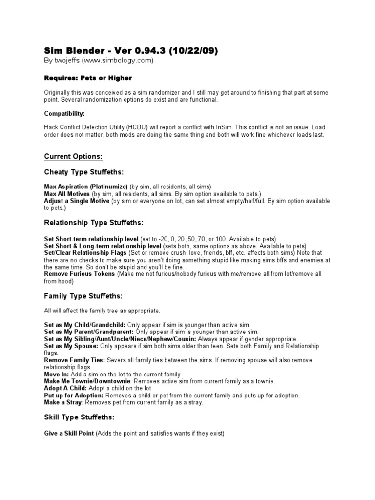Sim Blender - Ver 0.94.3 (10/22/09) : Current Options: Cheaty Type ...