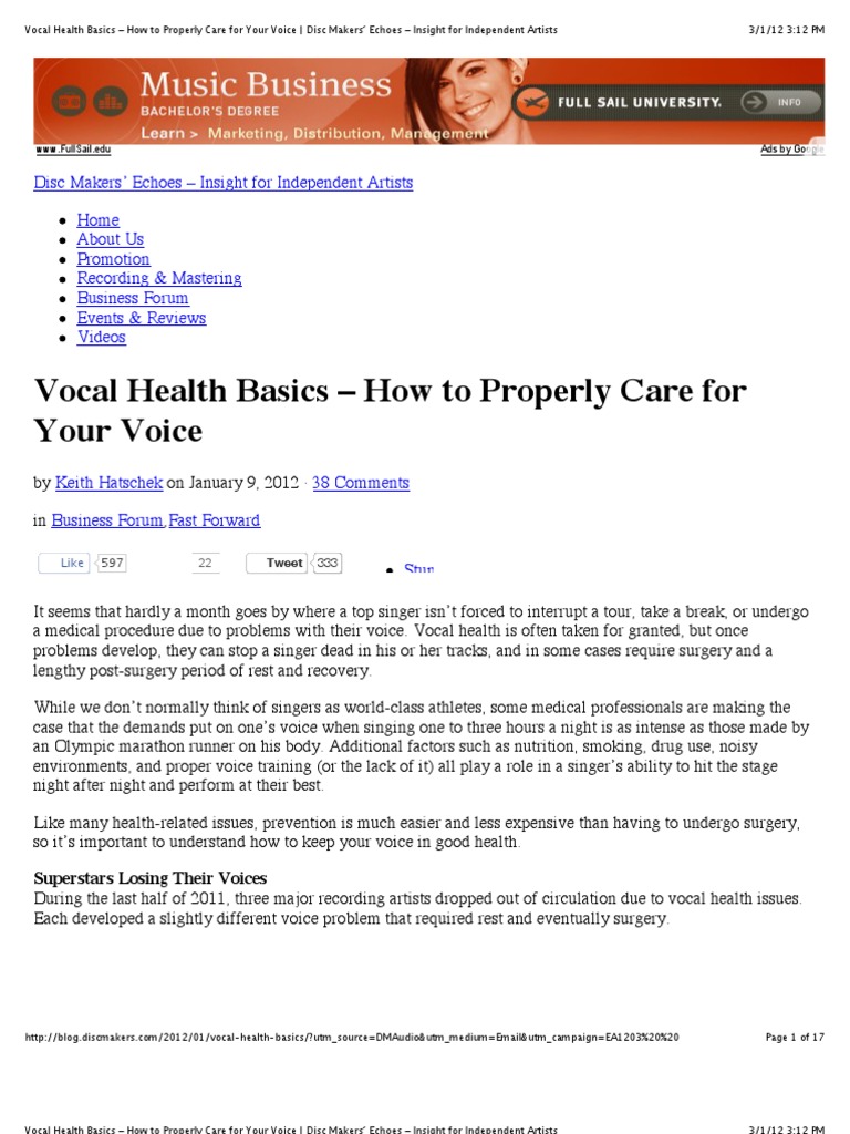 Vocal Care Tips for Indie Artists | PDF | Singing | Vocal Pedagogy