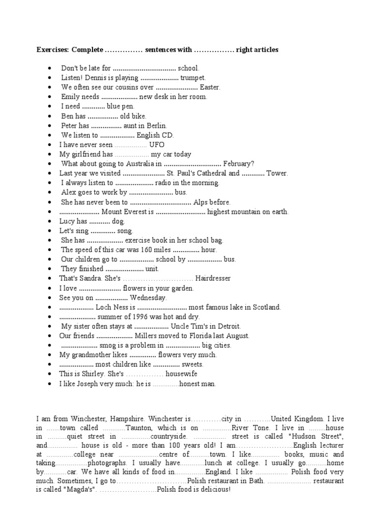 exercises-a-an-the