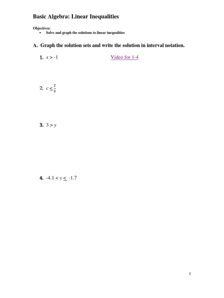Solve & Graph Linear Inequalities | PDF