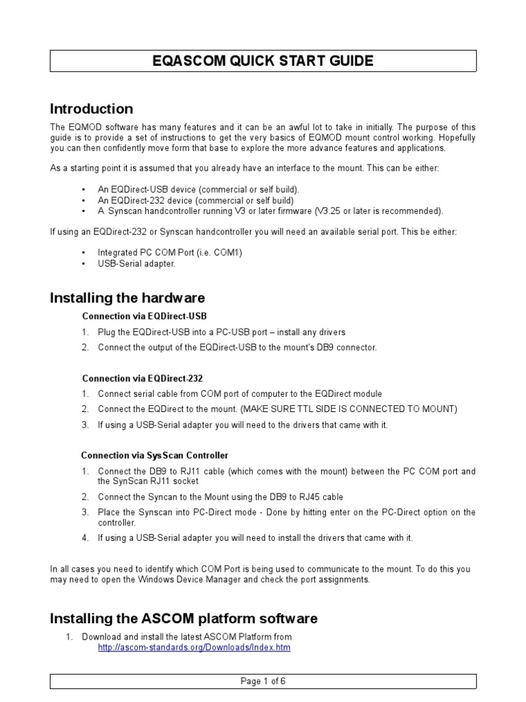 EQASCOM QuickStart | PDF | Electrical Connector | Personal Computers
