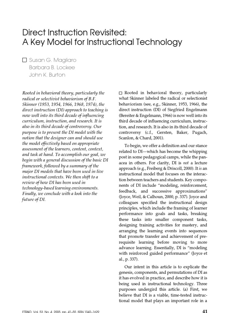 Direct Instruction Revisited: A Key Model For Instructional Technology ...