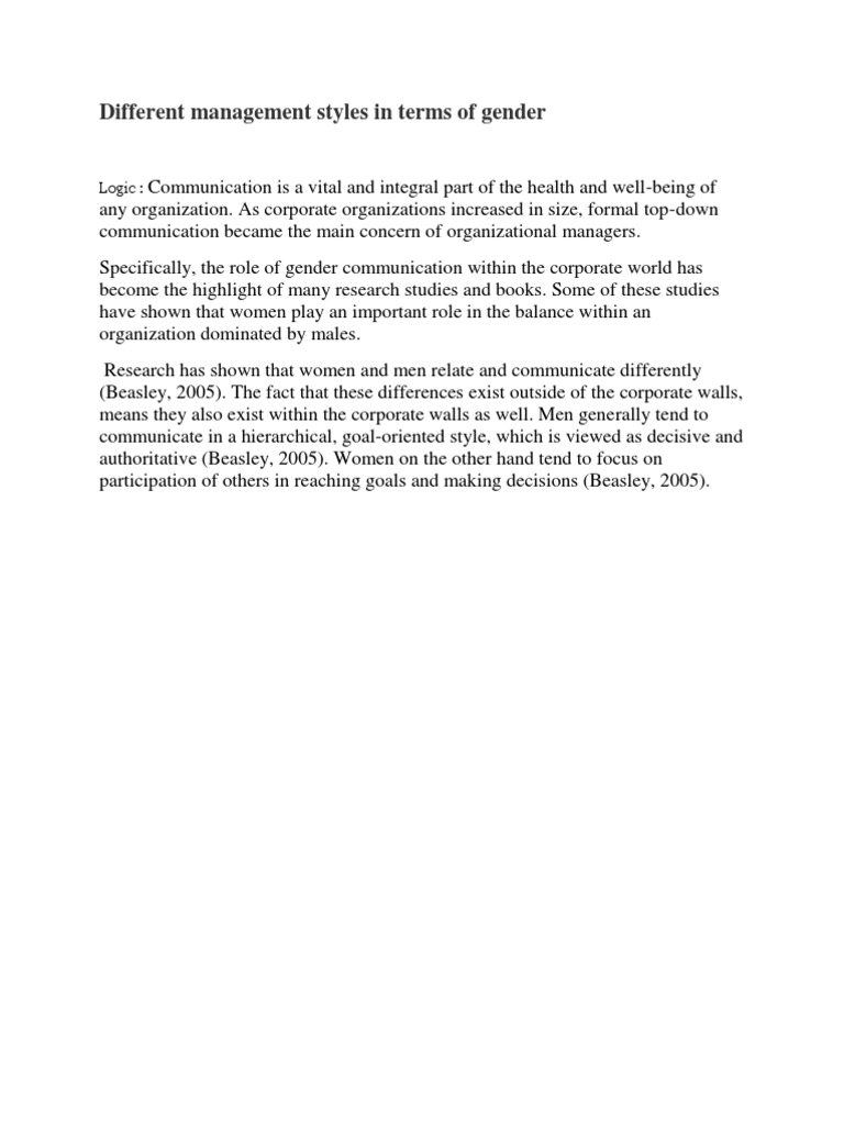 Gender Differences in Leadership Styles | PDF | Leadership | Gender