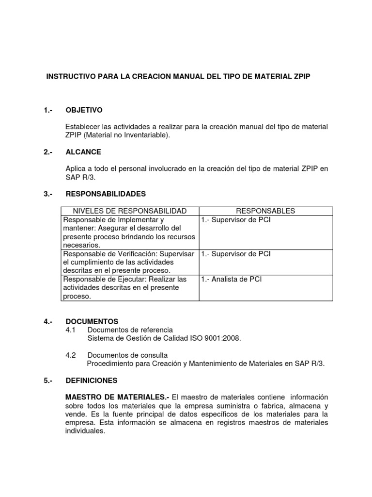 Paso a paso para crear un material no inventariable (ZPIP) en SAP | PDF | Calidad (comercial ...