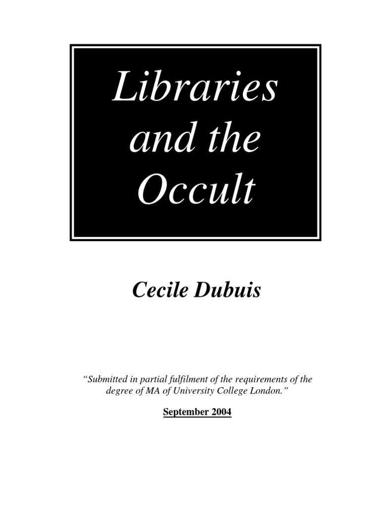 Libraries and The Occult | PDF | Magic (Paranormal) | Occult