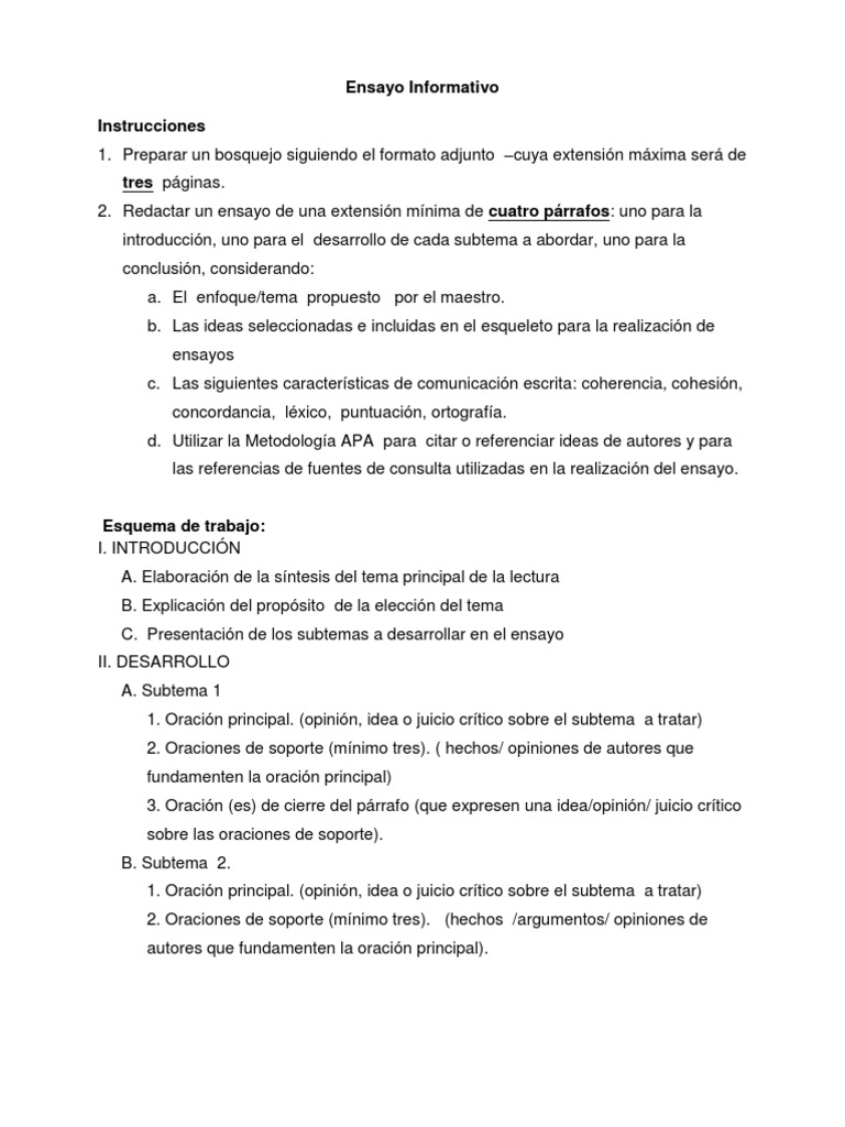 Ensayo Informativo | Ensayos | Oración (Lingüística)