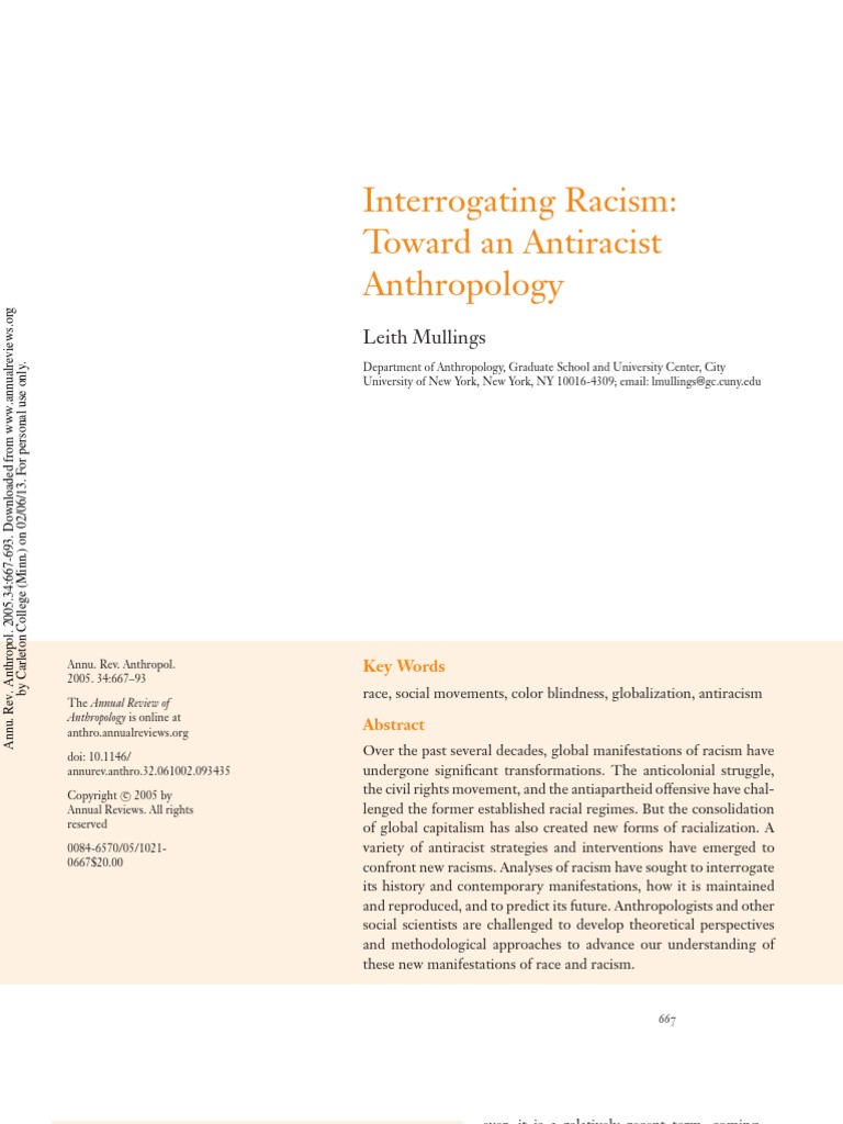 Leith Mullings - Interrogating Racism | PDF | Racism | Discrimination ...