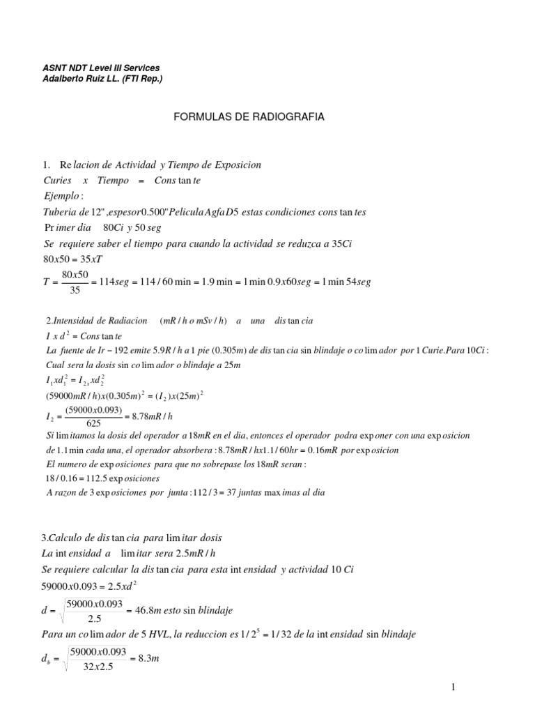 RT Formulas de Radiografia | PDF