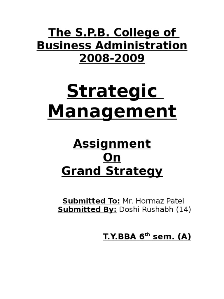 Grand Strategy | PDF | Strategic Management | Sales