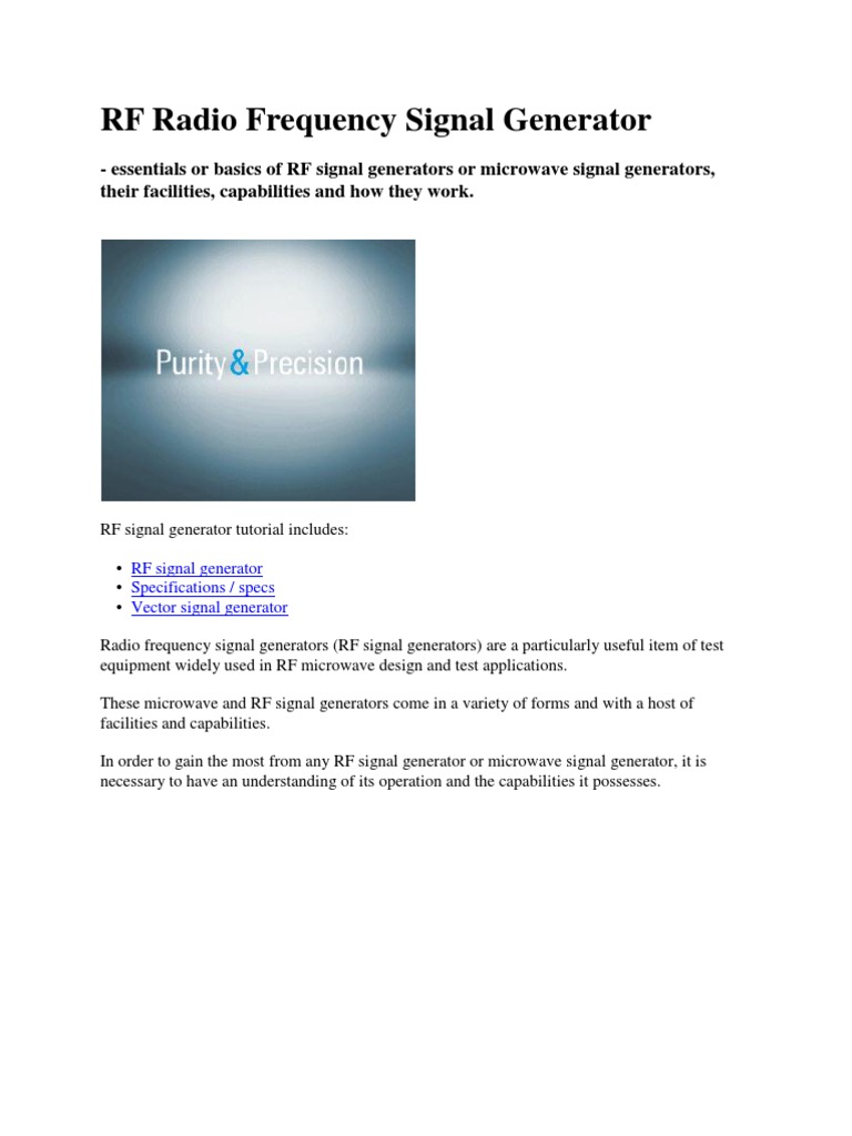 RF Radio Frequency Signal Generator | PDF | Amplifier | Direct Current