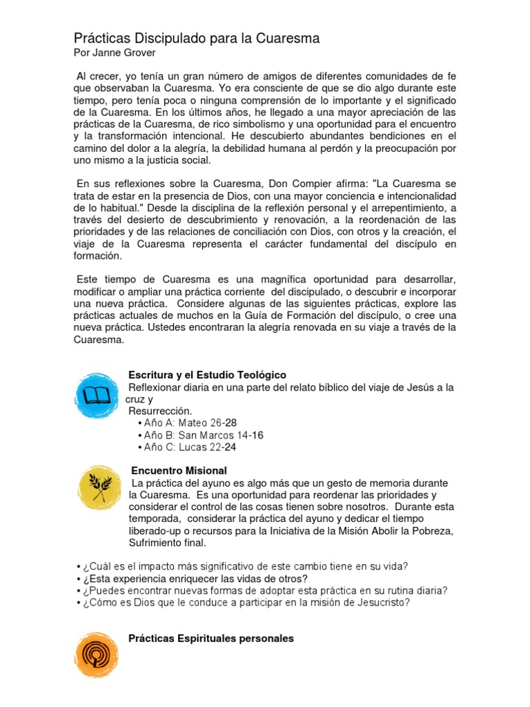Prácticas Discipulado para La Cuaresma | PDF | Prestado | Comportamiento religioso y experiencia