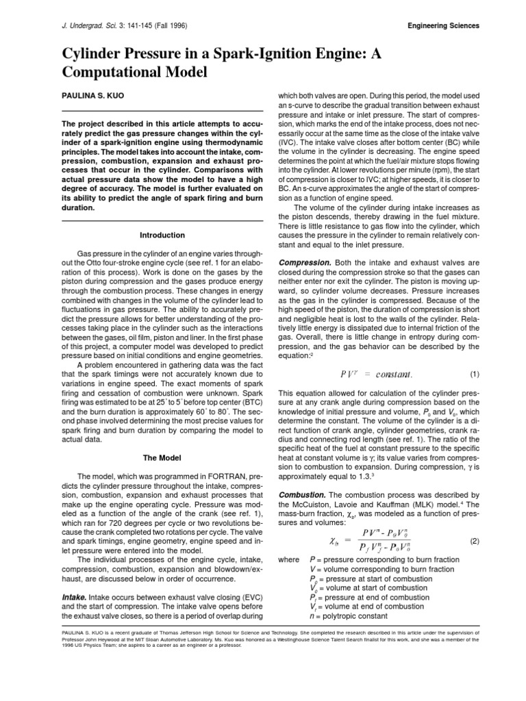 Cylinder Pressure in SI Engine | PDF | Internal Combustion Engine | Gases