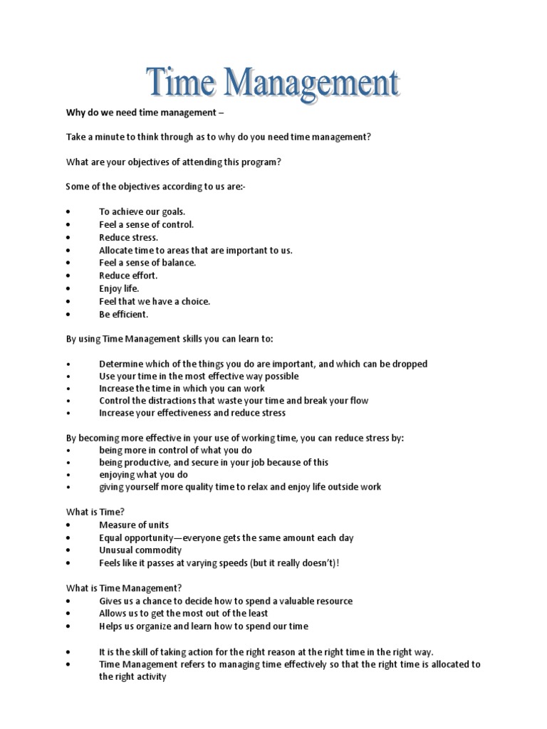 Time Management | PDF | Time Management | Professional Skills