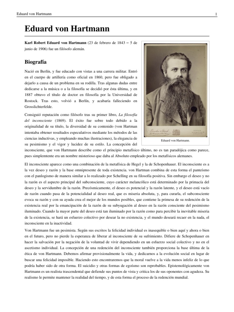 Eduar Von Hartmann | PDF | Filosofía occidental | Epistemología