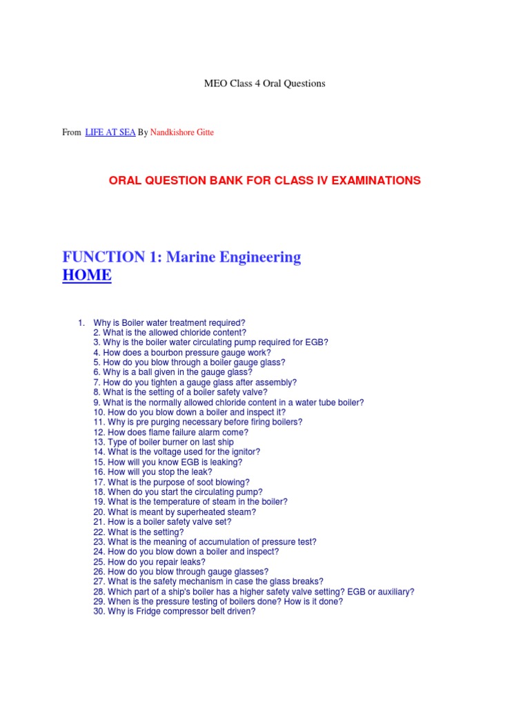 MEO Class 4 Oral Questions | PDF | Capacitor | Electric Generator