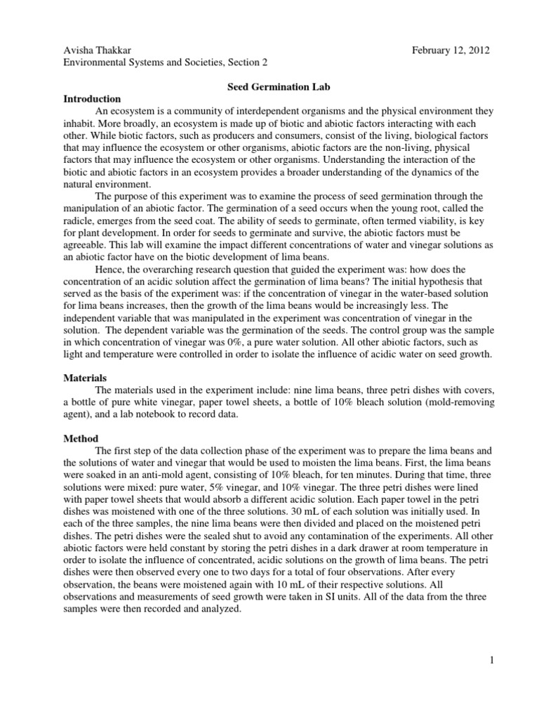 Seed Germination Lab - Final | Seed | Experiment