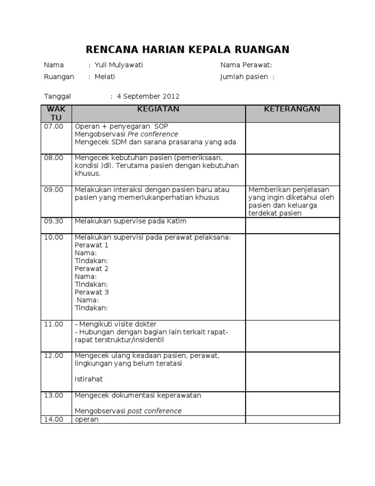Rencana Harian Karu | PDF