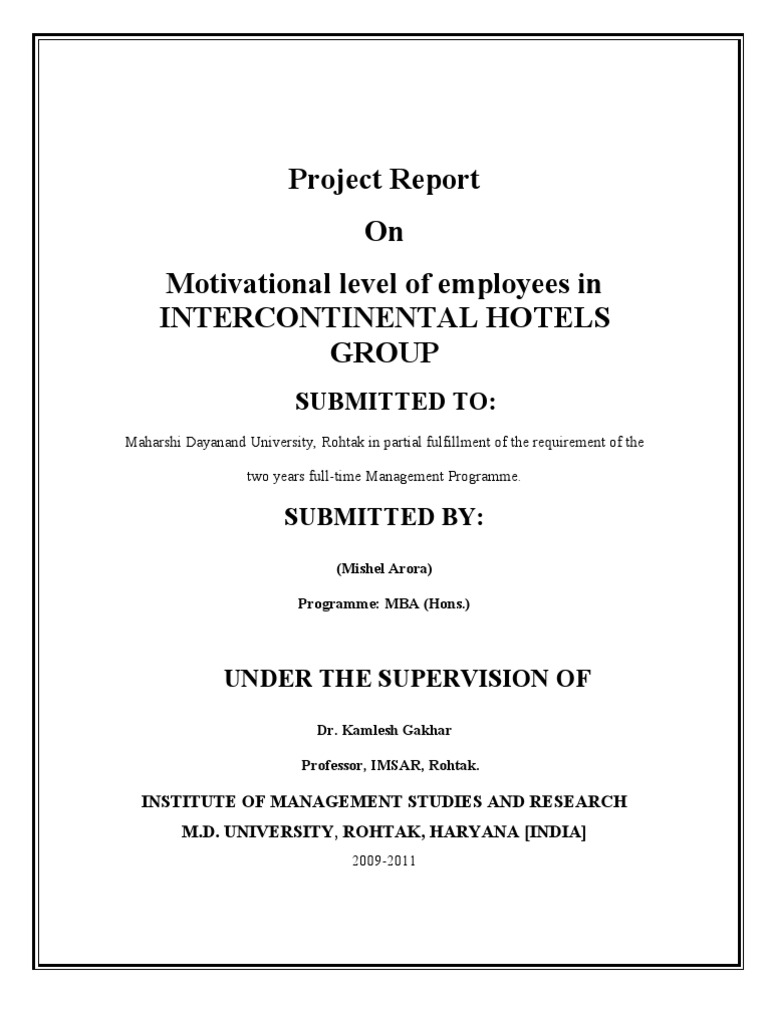 Motivational Level of Employees of Ihg | PDF | Motivation | Motivational