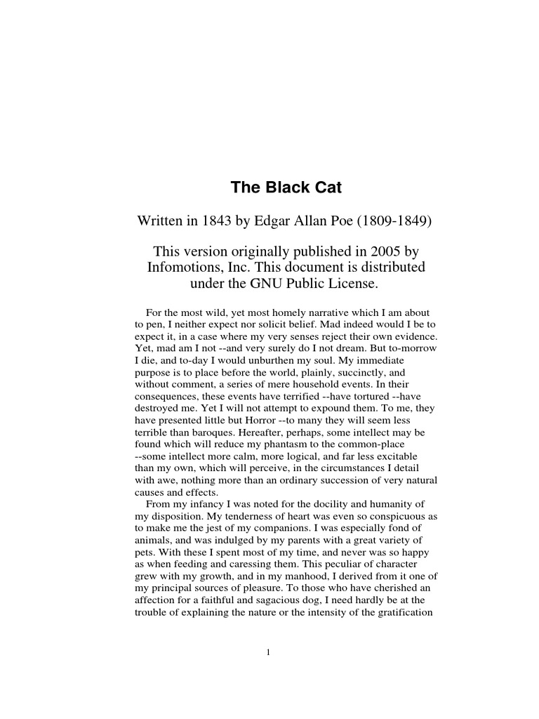 Edgar Allan Poe - The Black Cat | PDF | Plaster | Cats