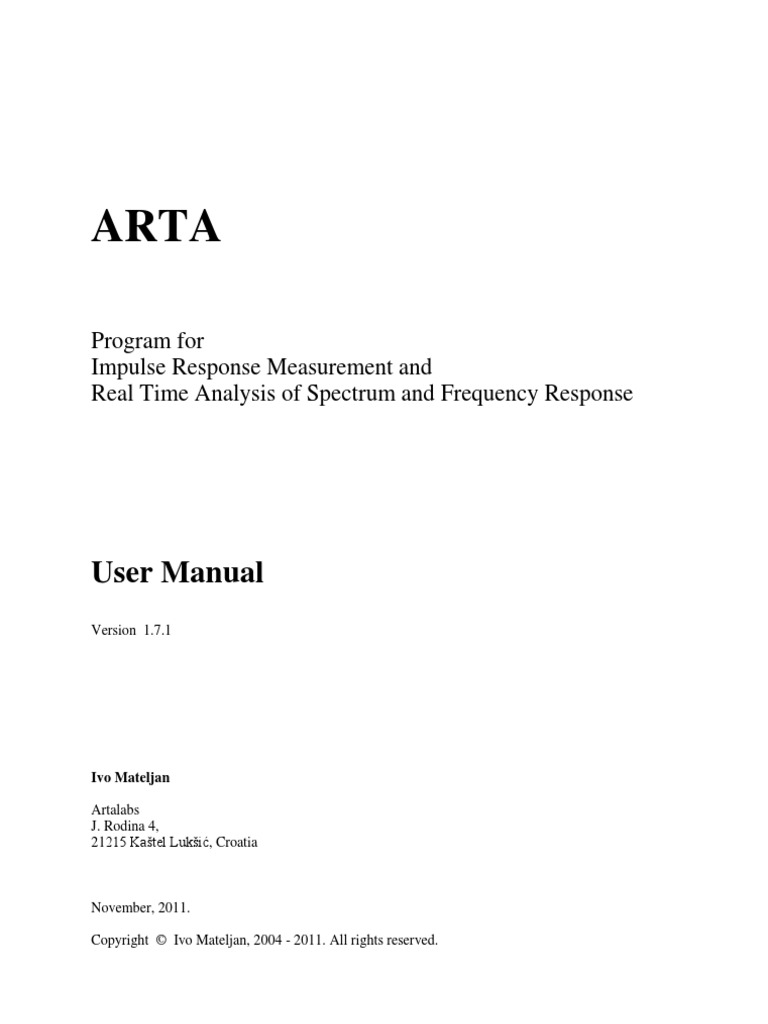 Arta User Manual Pdf Pdf Microphone Spectral Density