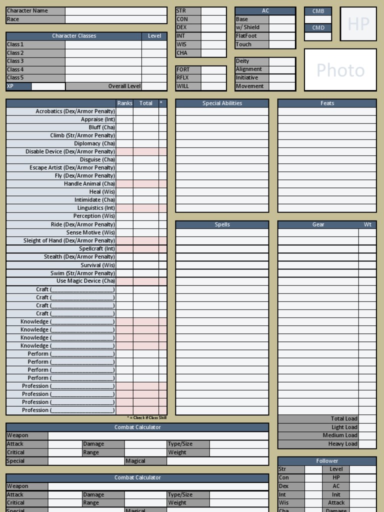 RPG Character Sheet Template | PDF | Law