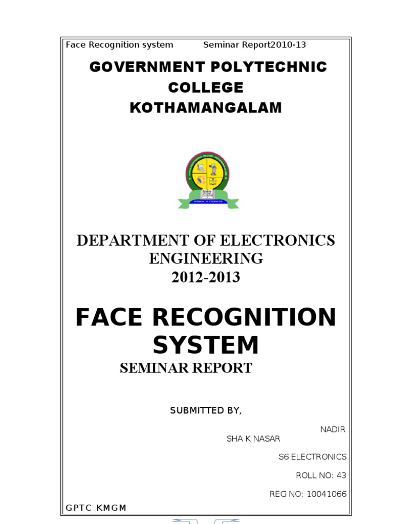 Face Recognition System Seminar Report | PDF | Biometrics | Authentication
