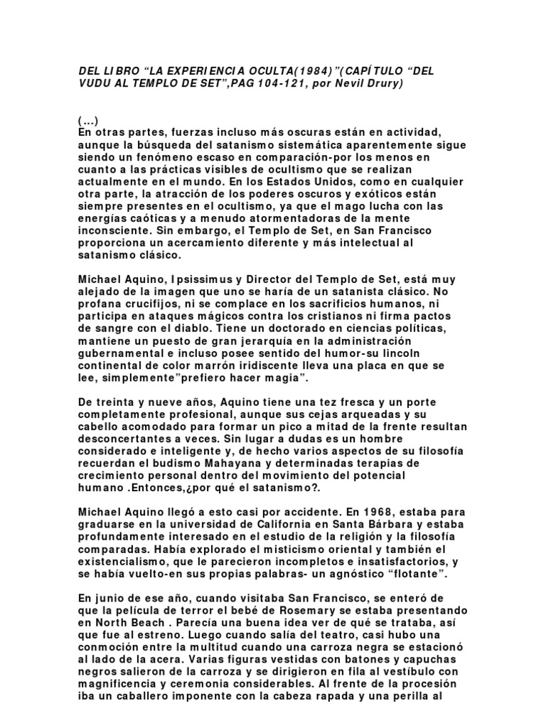 Del Vudú al Templo de Set: Aquino | PDF | satanismo | Dios