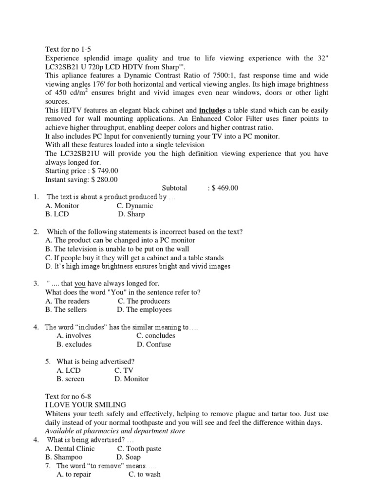 Soal Advertisement | Download Free PDF | Computer Monitor | Television