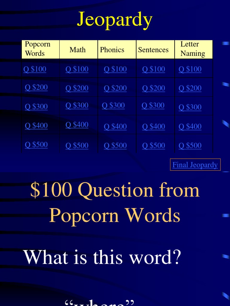 Jeopardy Kinder | Letter Case | Encodings