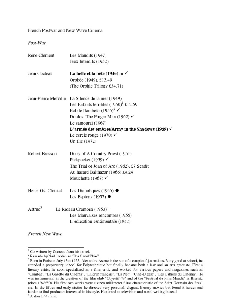 French Cinema: Postwar to New Wave | PDF | Jean Luc Godard | European ...