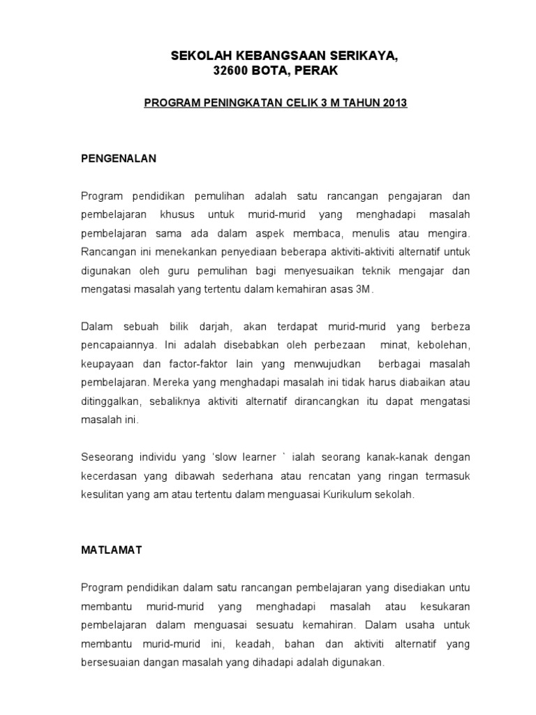 Program Peningkatan Celik 3M | PDF