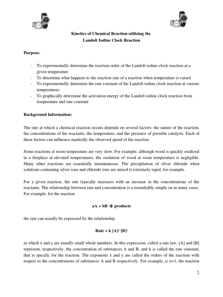 Clock Reaction Lab | PDF | Reaction Rate | Chemical Reactions