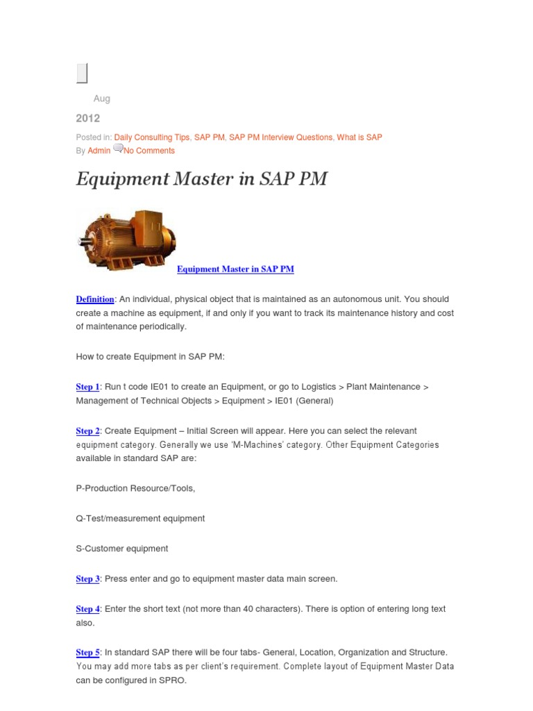 Equipment Master in SAP PM | PDF | Icon (Computing) | Computing