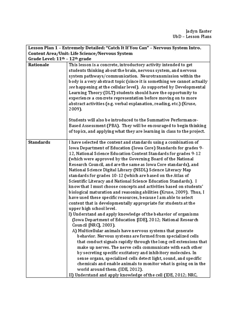 Lesson Plans | PDF | Nervous System | Neuron