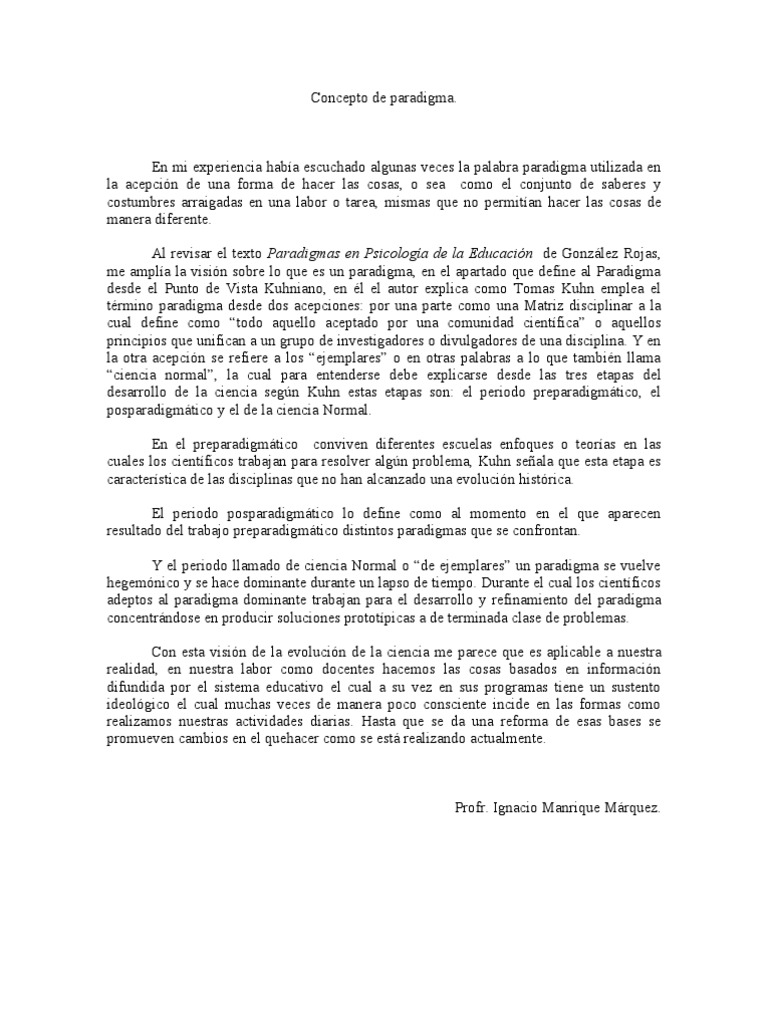Concepto de Paradigma ... | PDF | Paradigma | Science