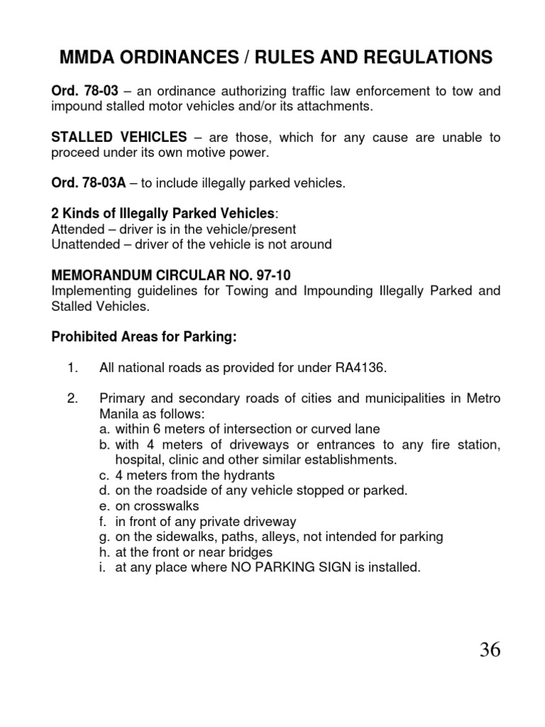 MMDA Ordinances (Total) | PDF | Traffic | Automobiles
