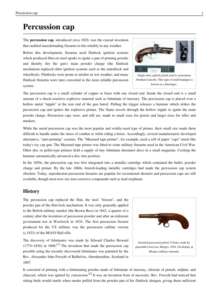 Wiki Percussion Cap | PDF | Ammunition | Weapon Design