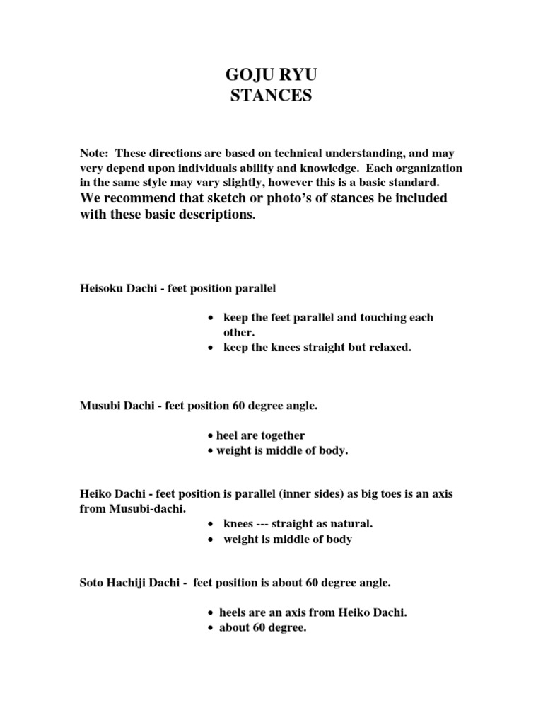 Goju Ryu Stances PDF | PDF | Foot | Human Anatomy