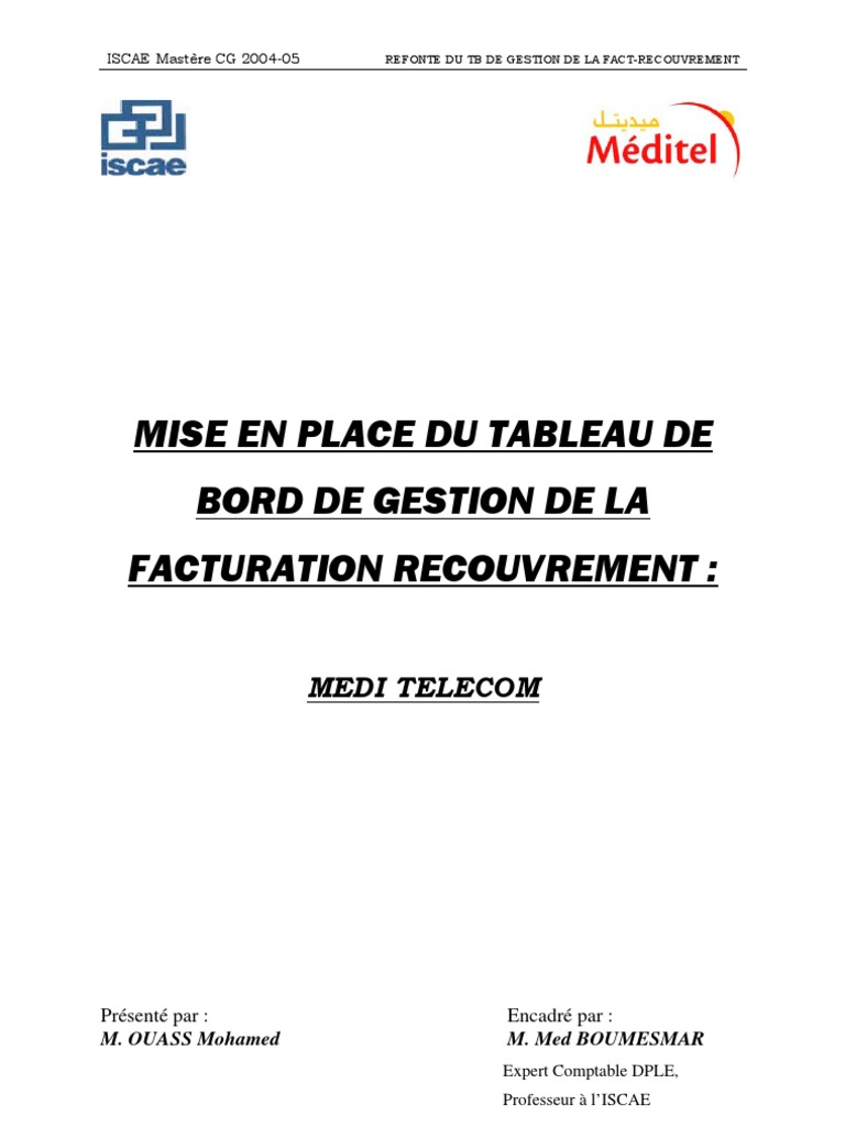 Mise en Place Du Tableau de Bord de La Gestion de La Facturation ...