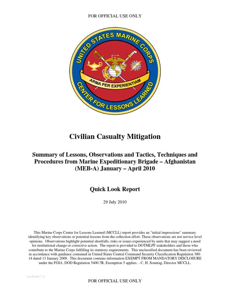 USMC CivilianCasualtiesMitigation | PDF | United States Marine Corps ...