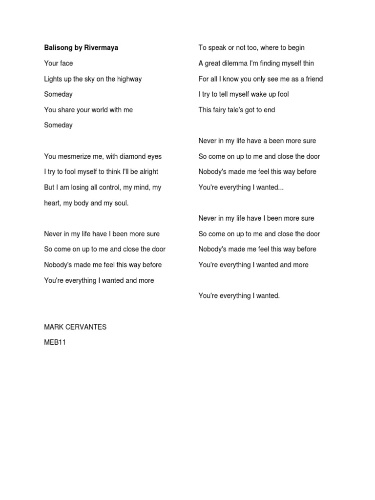 Balisong by Rivermaya | PDF